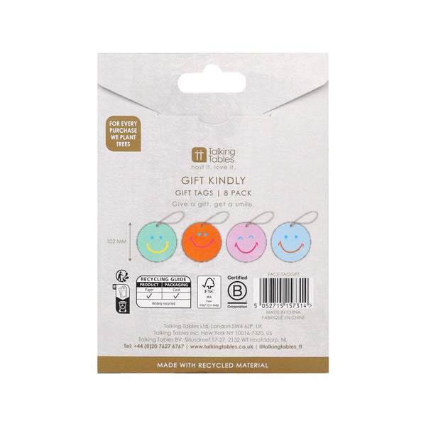 Happy Face Gift Tags - 8 Pack – Talking Tables EU Trade