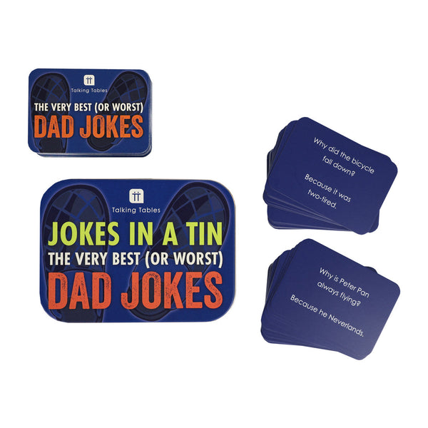 Dad Jokes in a Tin - 100 Cards, 100 Jokes - POS Unit – Talking Tables ...